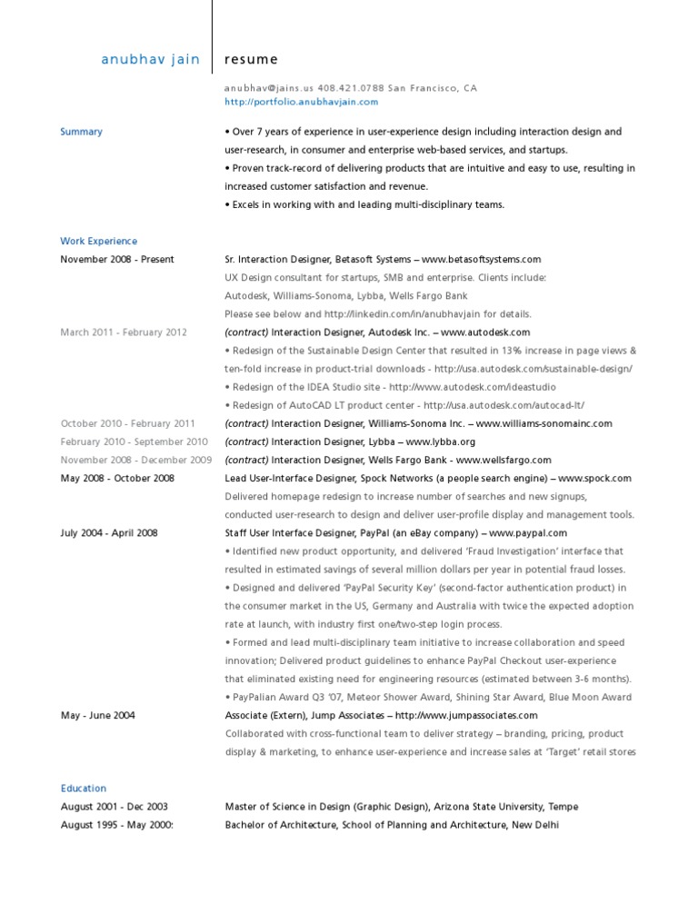 Anubhav Resume | PDF | Pay Pal | Autodesk