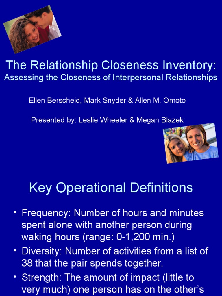 The Relationship Closeness Inventory | PDF | Social Psychology | Psychology