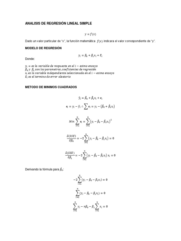 Formulario Regresion | PDF | Coeficiente de determinación | Análisis de regresión