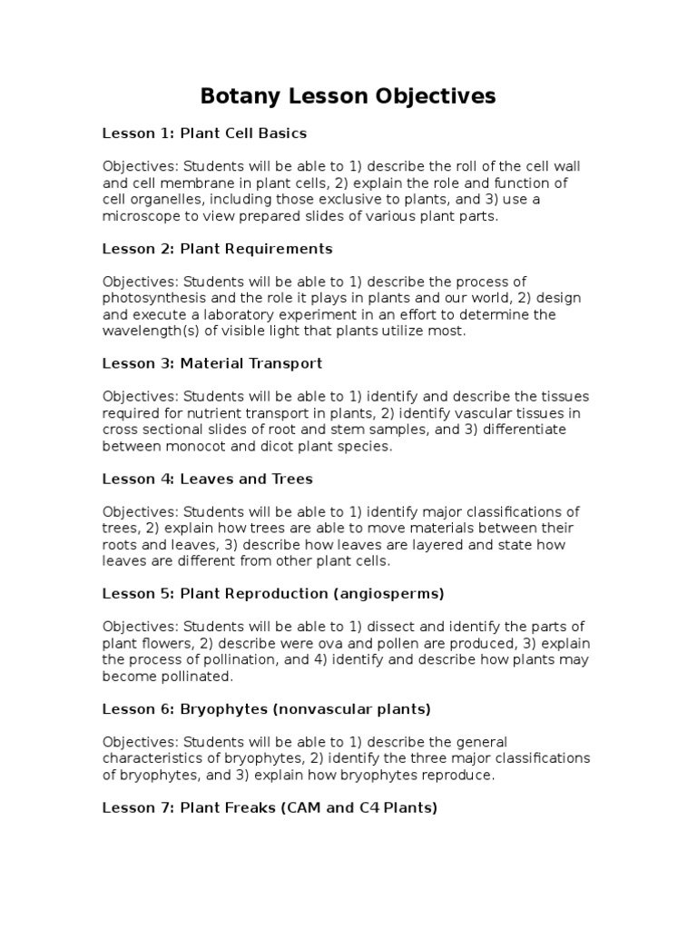 Botany Objectives | PDF | Science & Mathematics