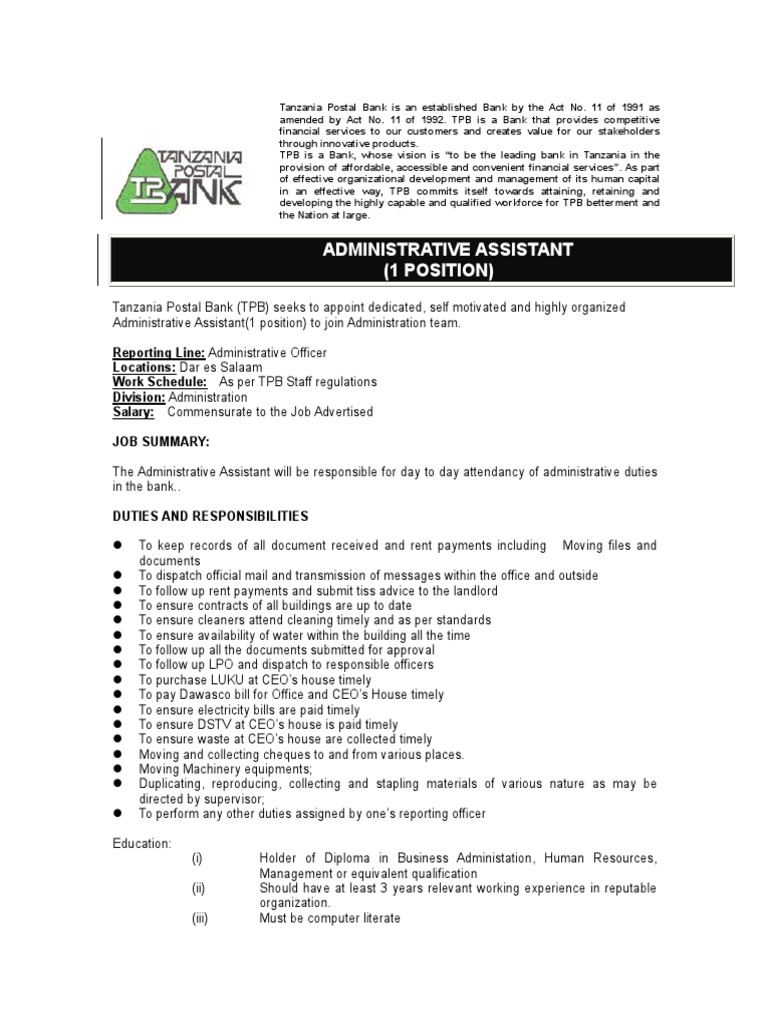 Administrative Assistant | PDF | Cheque | Employment