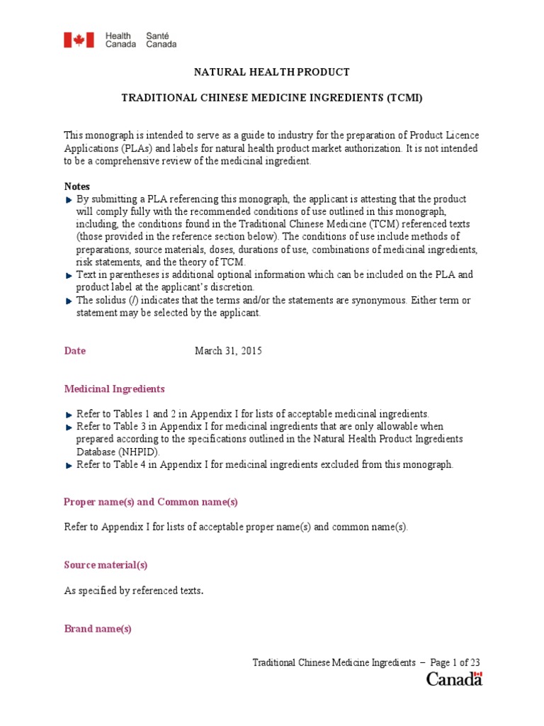 Mono Traditional Chinese Medicine Ingredients English | PDF ...