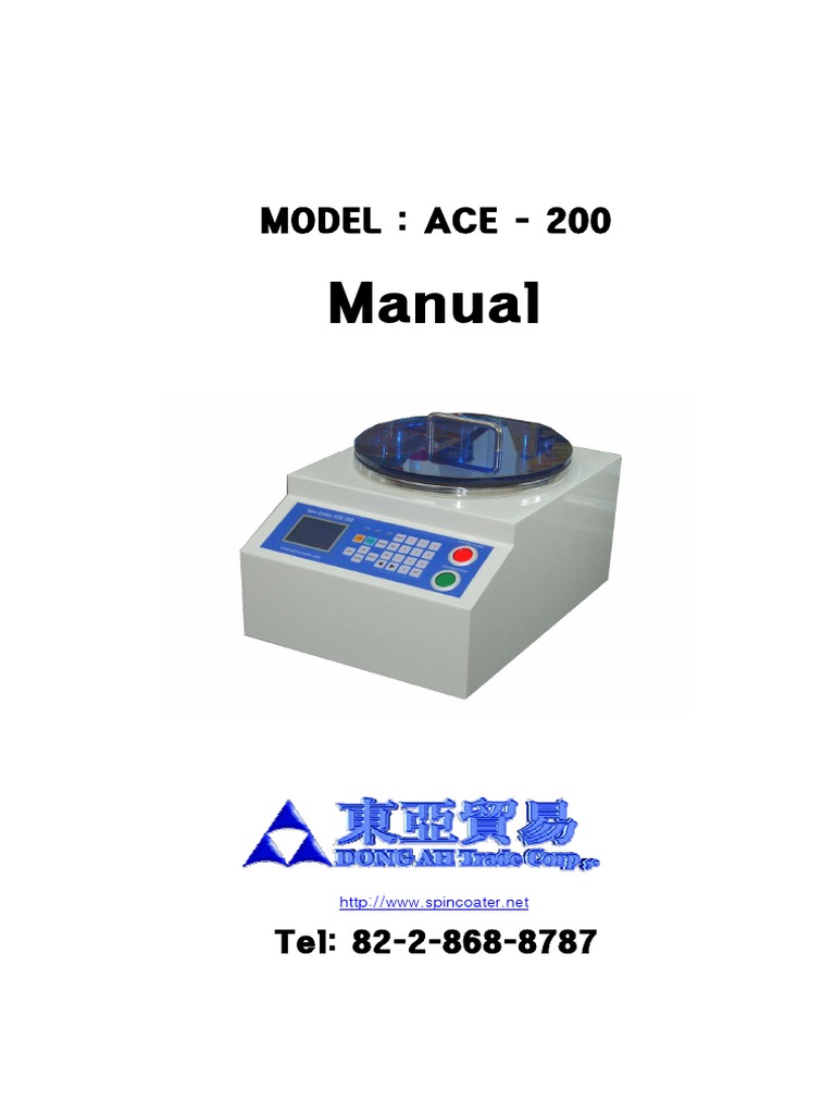 ACE-200 Spin Coater Manual | PDF