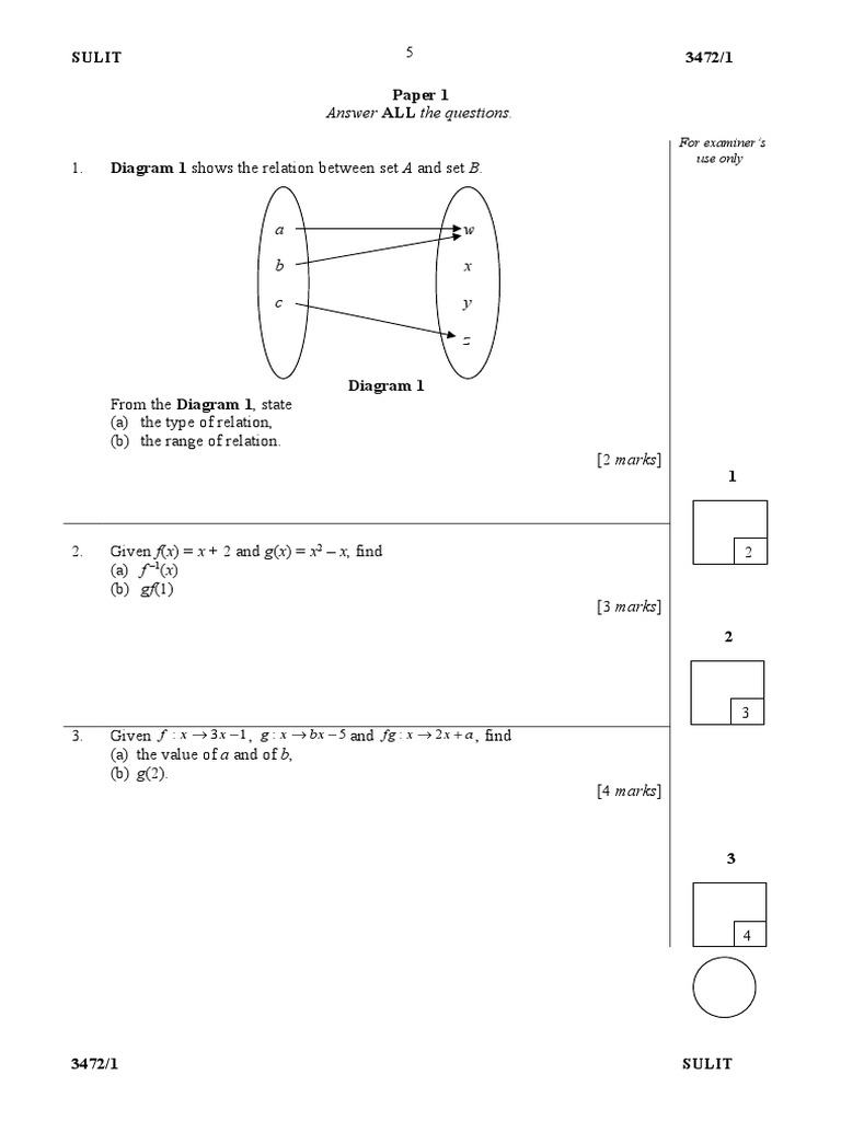 Question F5 Add Math P1 2015 - SMKTD3 - Mid Year | PDF | Logarithm ...