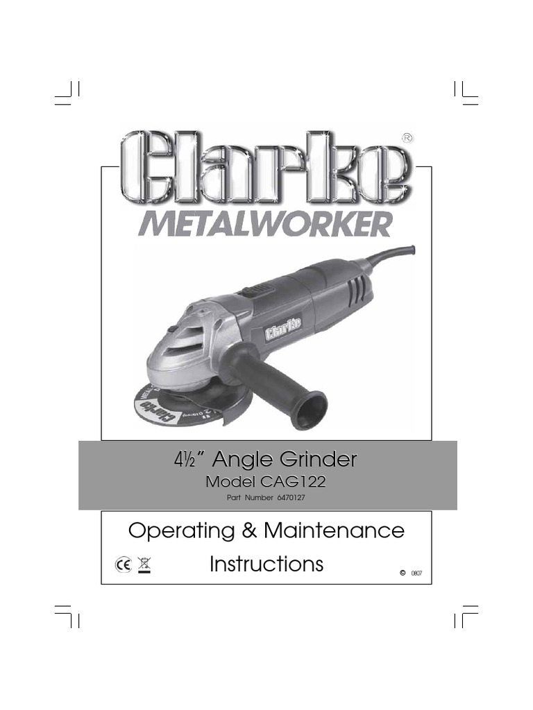 Clarke Angle Grinder - Manual Books | PDF | Ac Power Plugs And Sockets ...