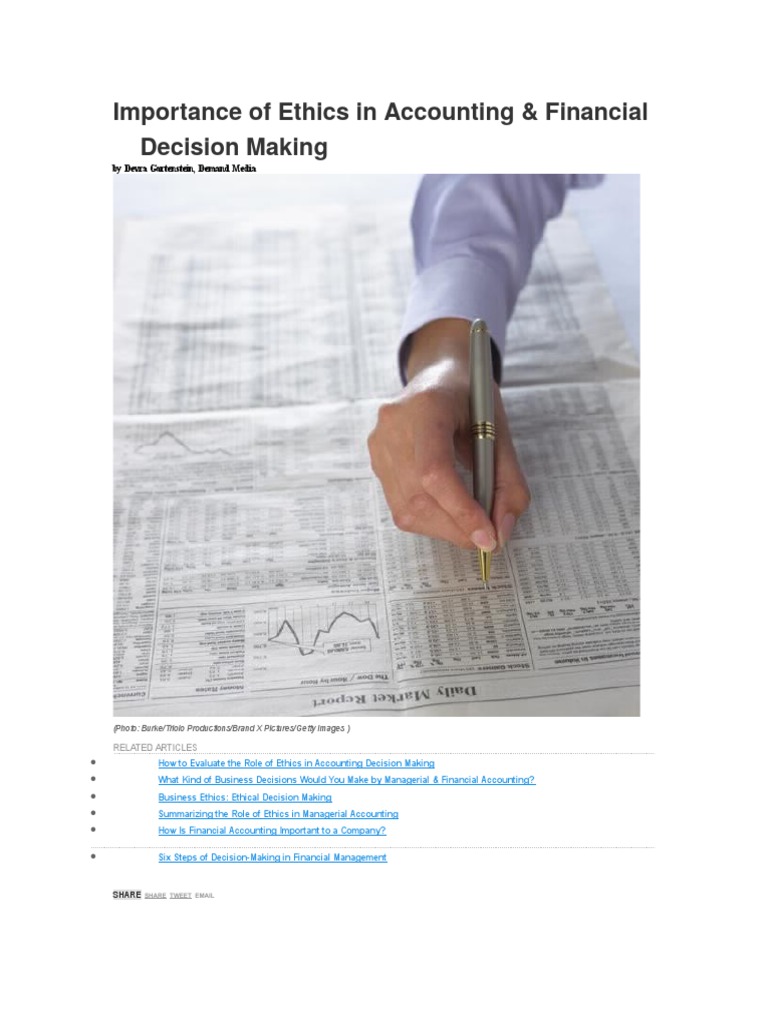 Importance of Ethics in Accounting | PDF