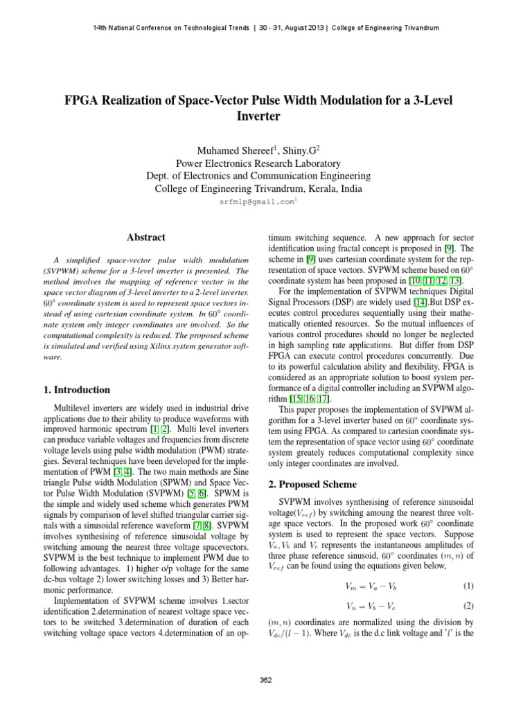 FPGA Realisation of SVPWM | PDF | Field Programmable Gate Array | Power Inverter
