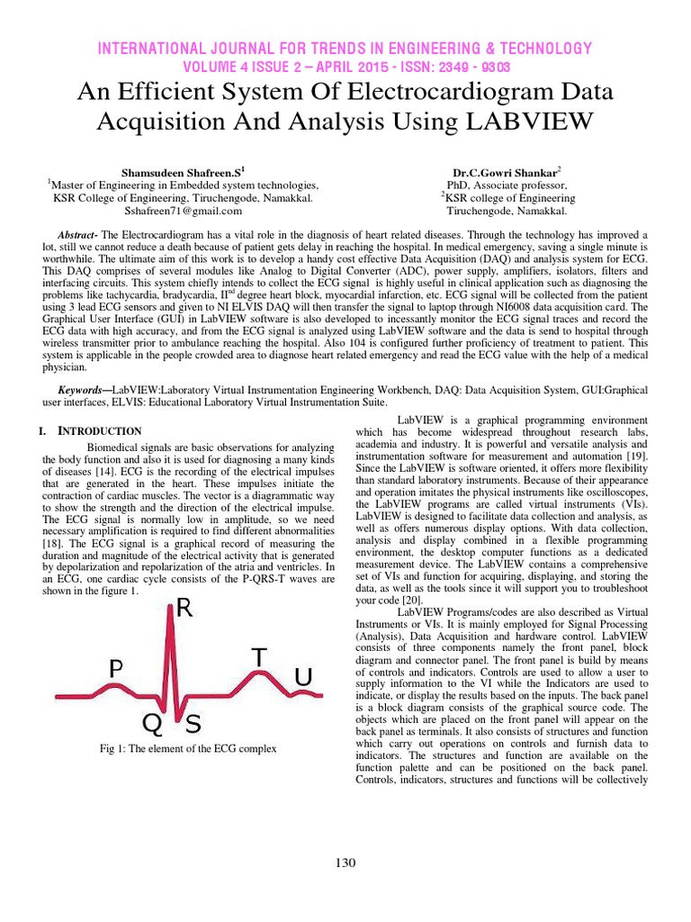 An Efficient System of Electrocardiogram Data Acquisition and Analysis ...