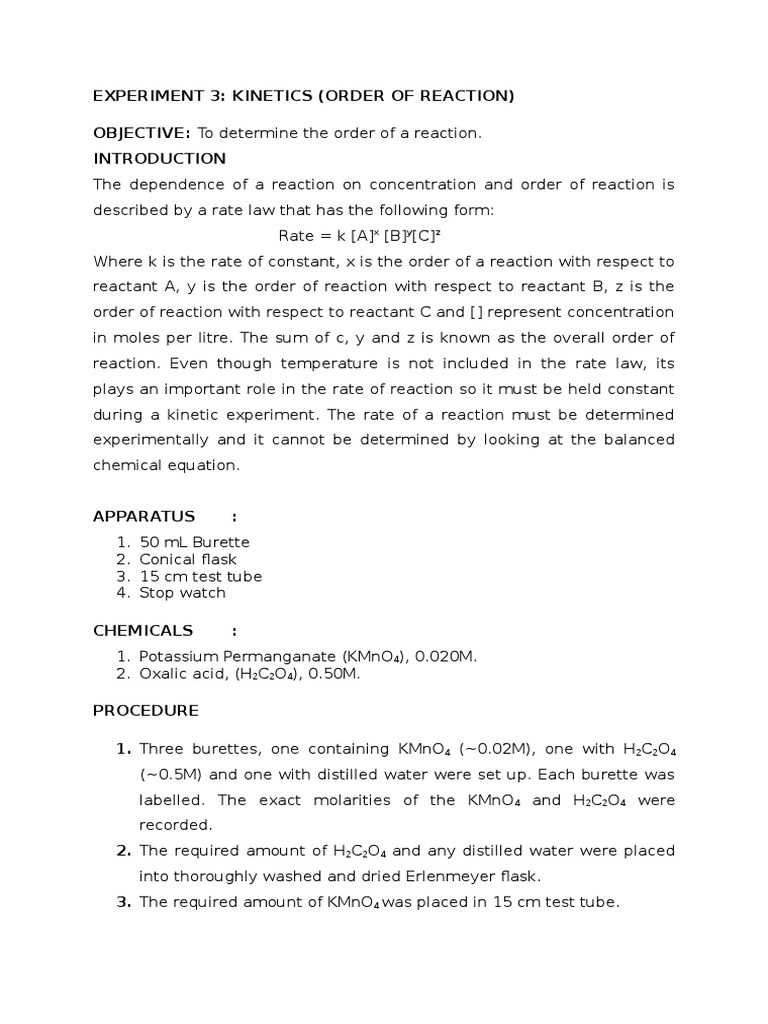 Kinetics Order of Reaction | PDF | Chemical Kinetics | Reaction Rate
