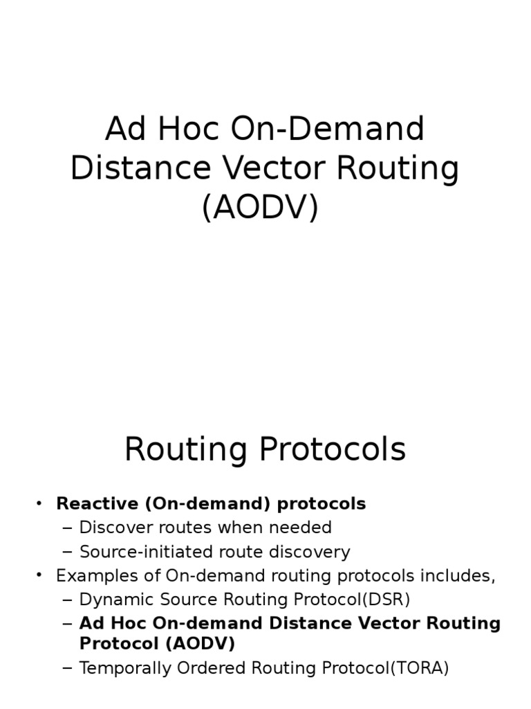 Ad Hoc On Demand Distance Vector Routing AODV | PDF | Routing ...