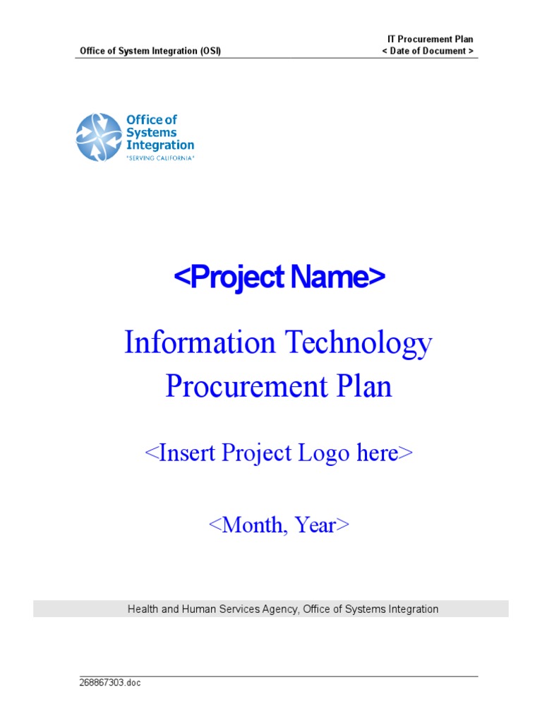 IT Procurement Plan (ITPP) Template | PDF | Request For Proposal ...