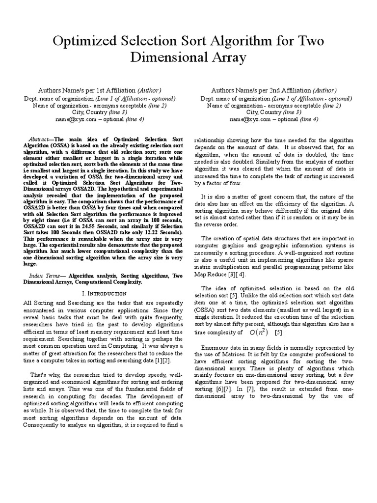 Ieee A4 Format Pdf Array Data Structure Matrix Mathematics