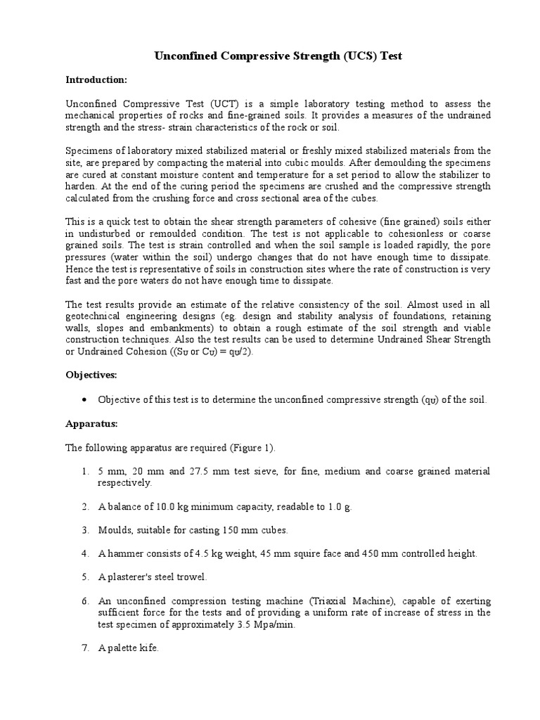 5) UCS Test | PDF | Soil | Road