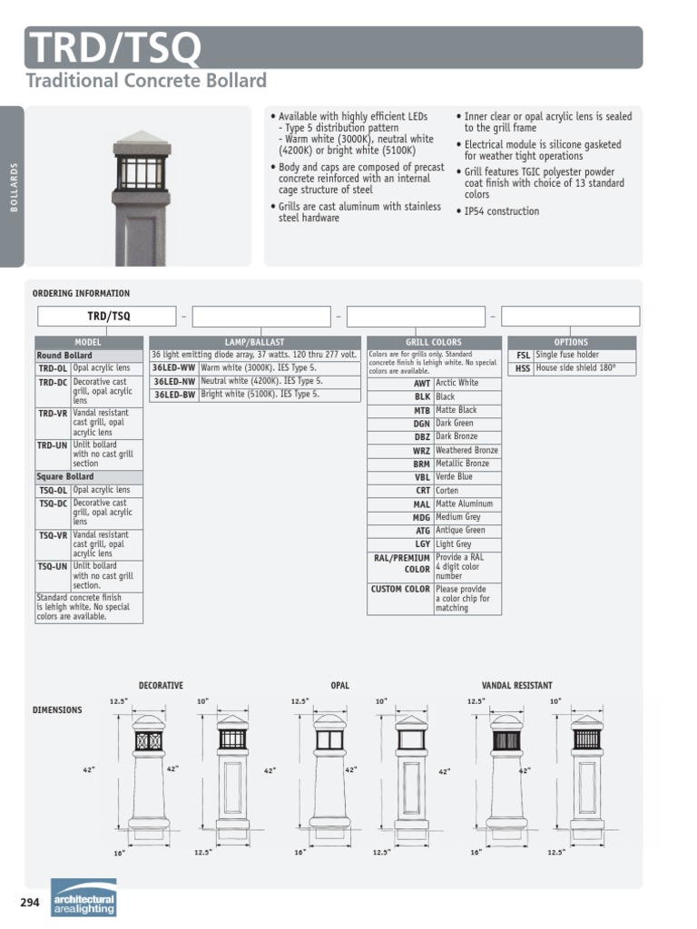 Concrete Bollard Specifications and Options | PDF