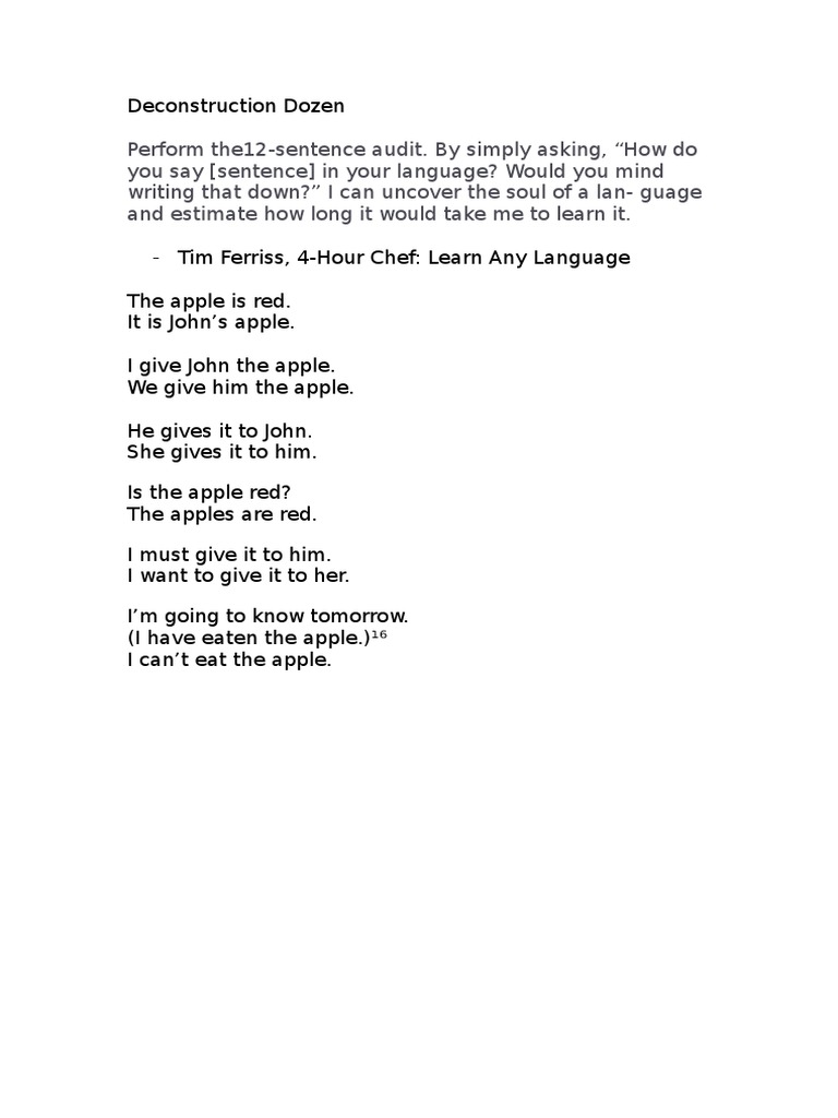 Deconstruction Dozen - Language Learning | PDF