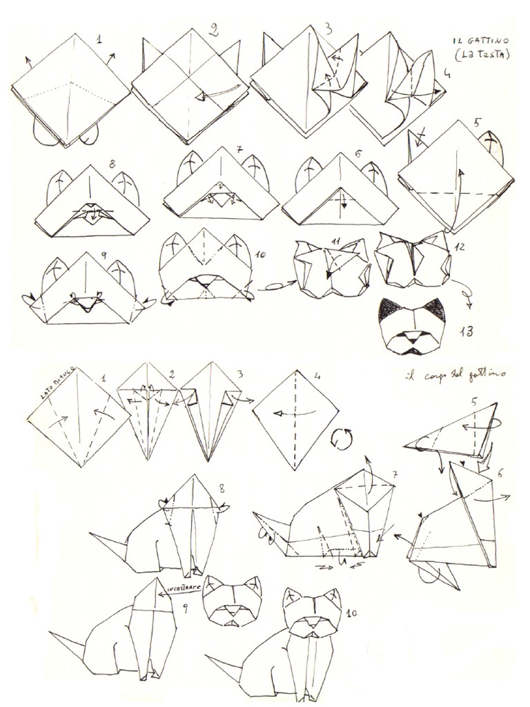 3d Origami Cat Diagram