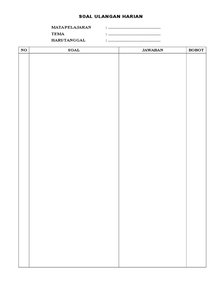 Format Soal Ulangan Harian | PDF