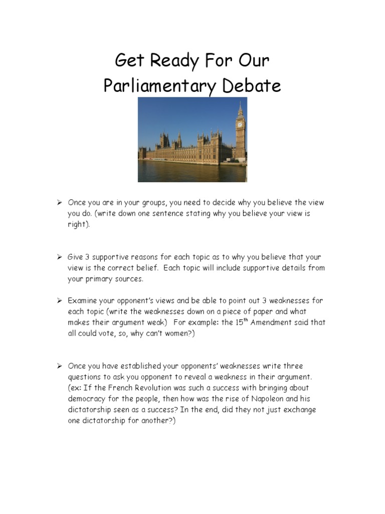 Parliamentary Debate Preparation Guide | PDF | Politics