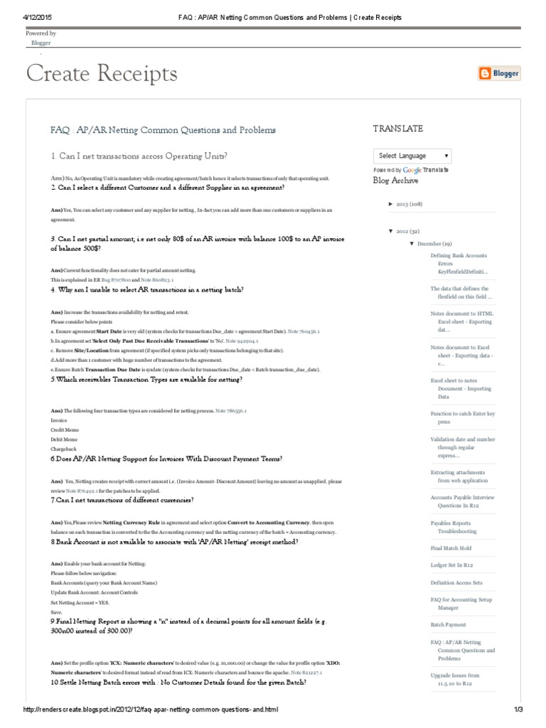 AP/AR Netting FAQ for Finance Pros | PDF | Debits And Credits ...