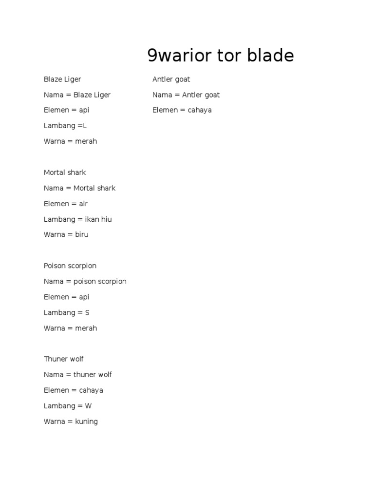 9warior Tor Blade | PDF