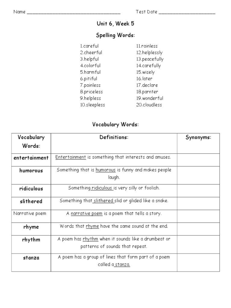Unit 6 Week 5 | PDF | Language Arts & Discipline