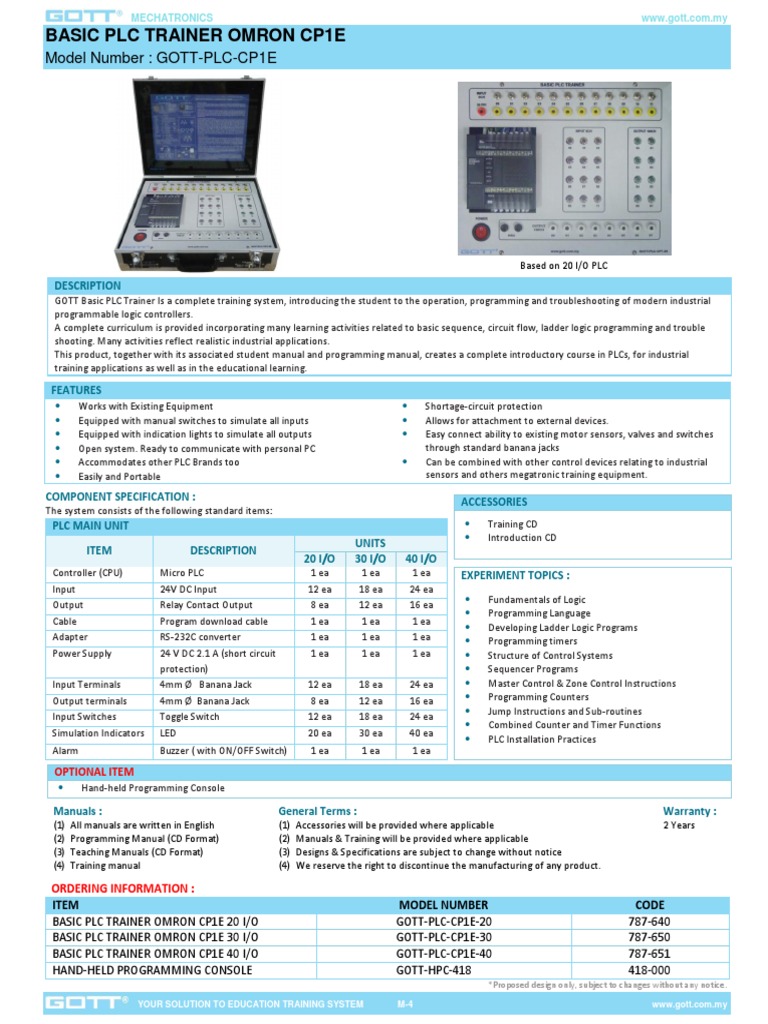 (M4) Basic PLC Trainer Omron CP1E | Programmable Logic Controller ...