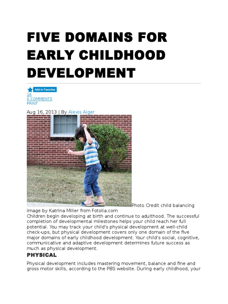 Five Domains For Early Childhood Development | PDF | Child Development ...