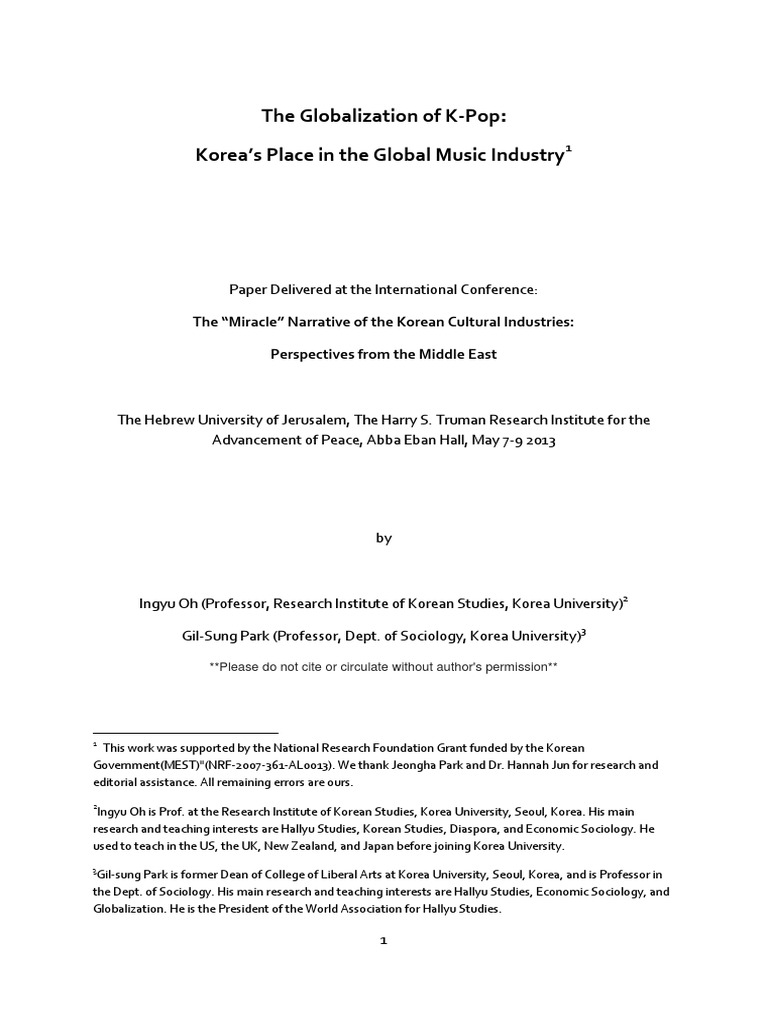 The Globalization of K-Pop | PDF | South Korea | World Politics