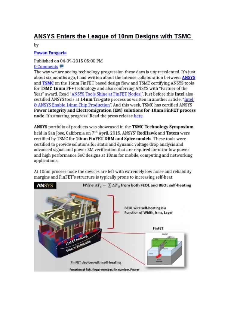 ANSYS 10nm Entry Into Design | PDF | Semiconductor Device Fabrication ...