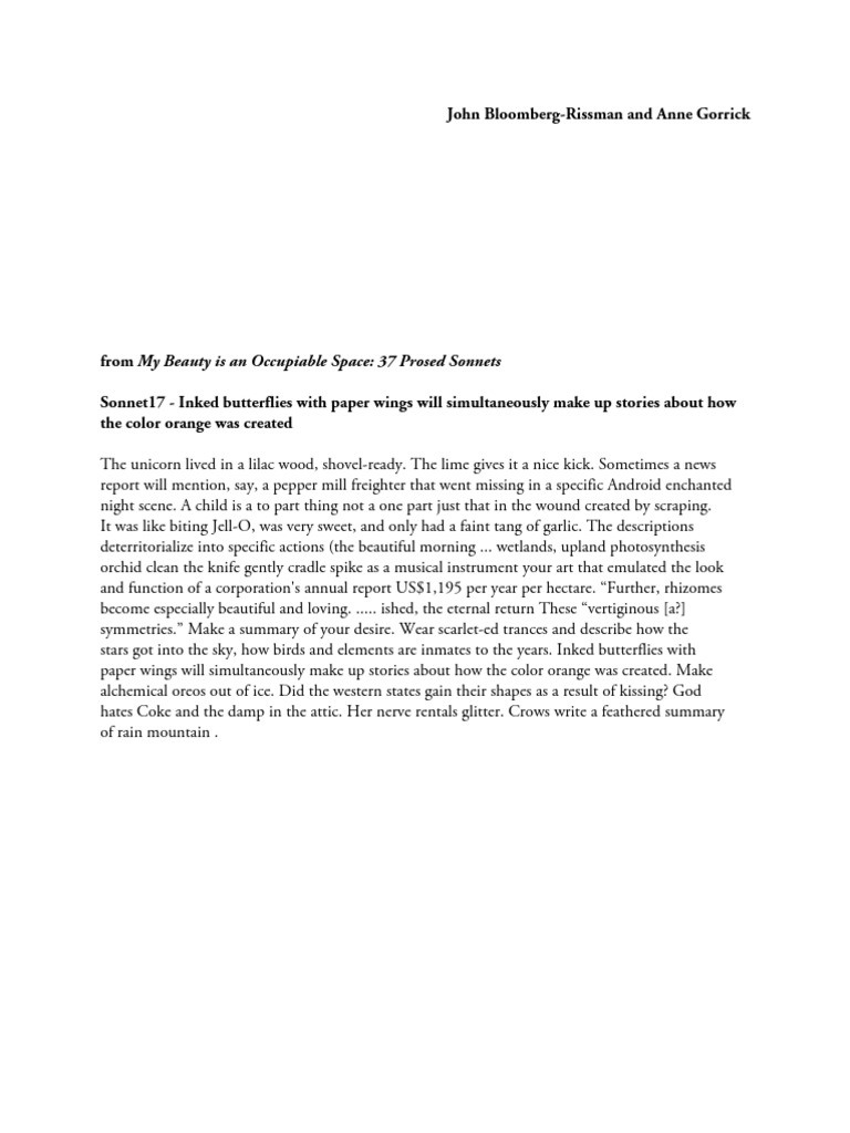 John Bloomberg-Rissman and Anne Gorrick | PDF | Nature