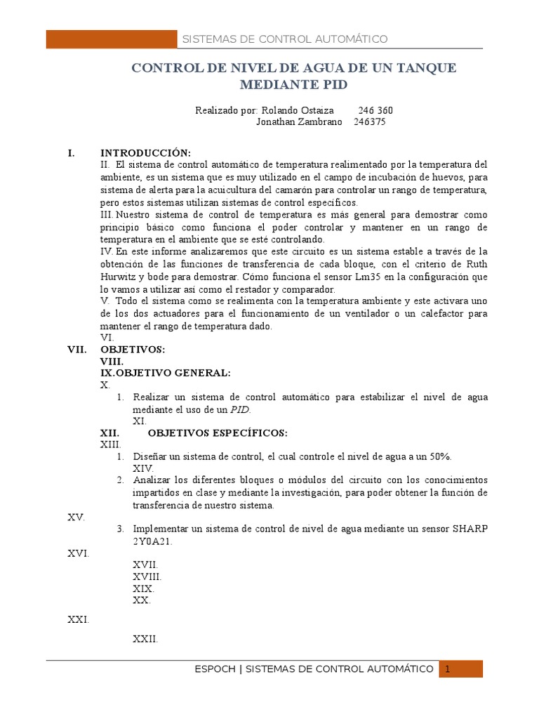 Control de Nivel de Agua de Un Tanque Mediante Pid | PDF | Relé ...