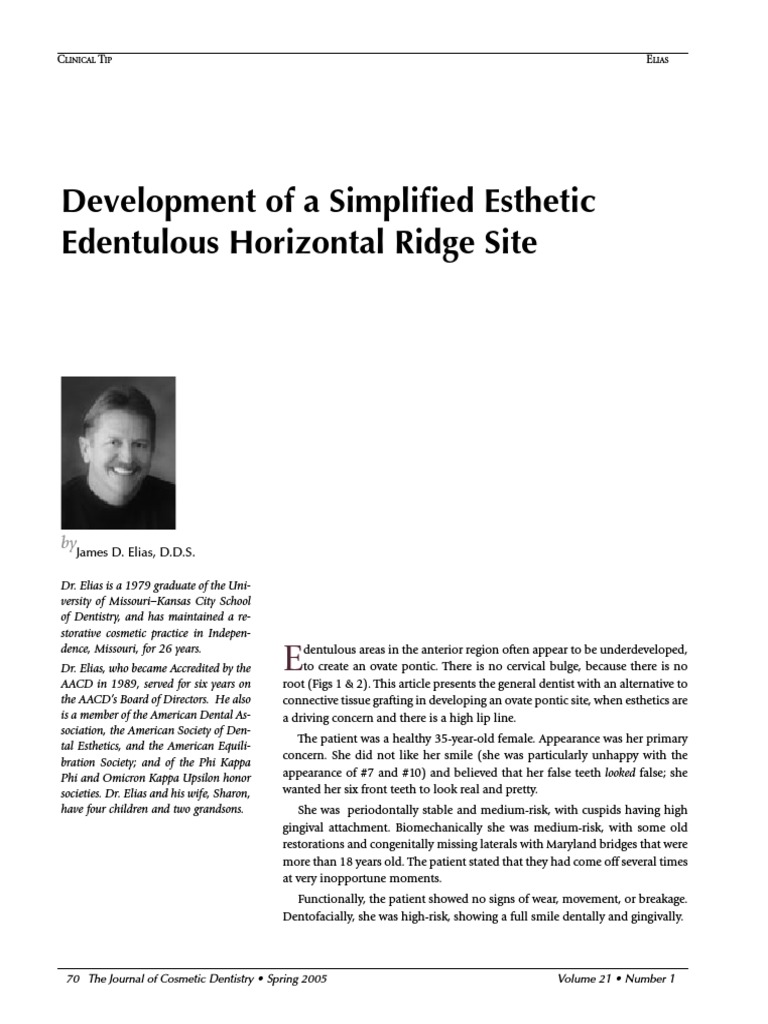 Development of A Simplified Esthetic Edentulous Horizontal Ridge Site ...