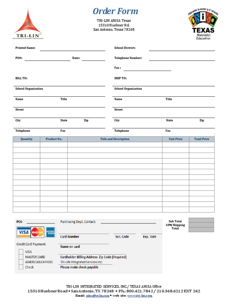 TRI-LIN ANISA Order Form Texas | PDF | Social Science | Law