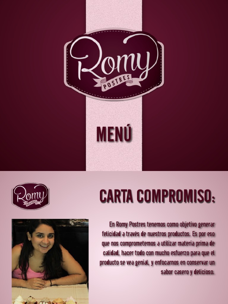 Menú Romy Postres | PDF | Tarta de queso | Postres