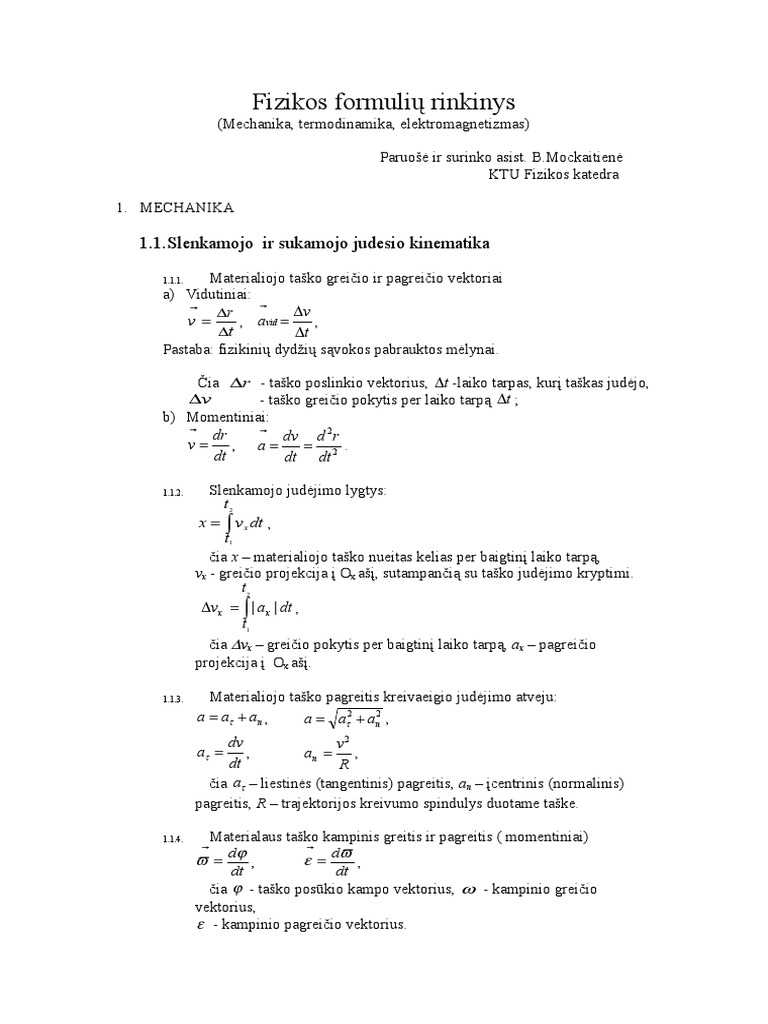Fizikos Formuliu Rinkinys | PDF