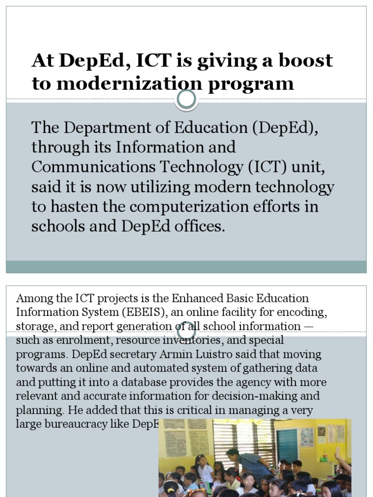 DepEd's ICT Modernization Initiatives | PDF | Educational Technology ...