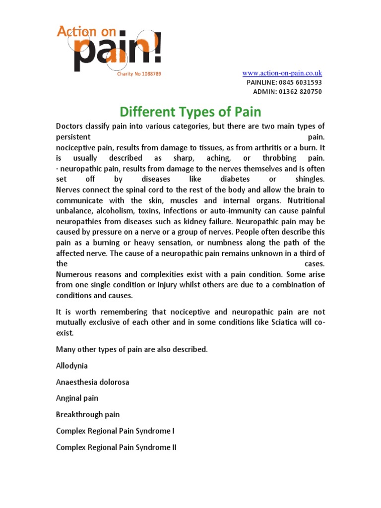 Types of Pain | PDF | Paresthesia | Pain