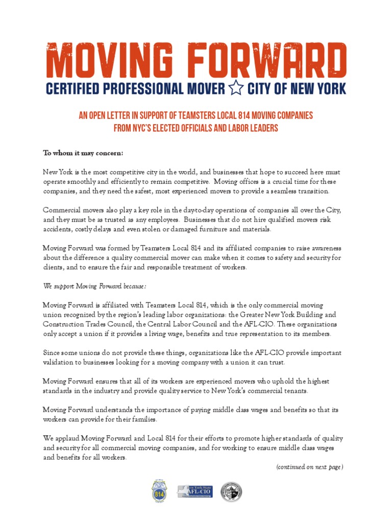 Moving Forward Letter | PDF | Trade Union | International Brotherhood ...