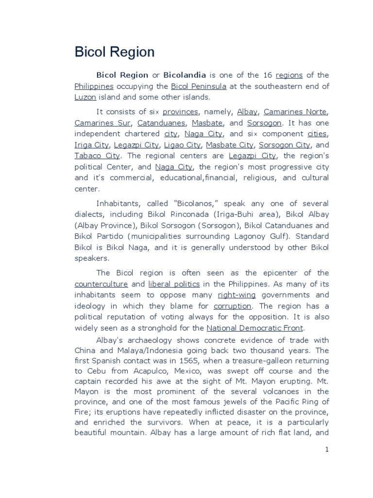 Bicol Region: Culture and History | PDF | Social Science | Travel