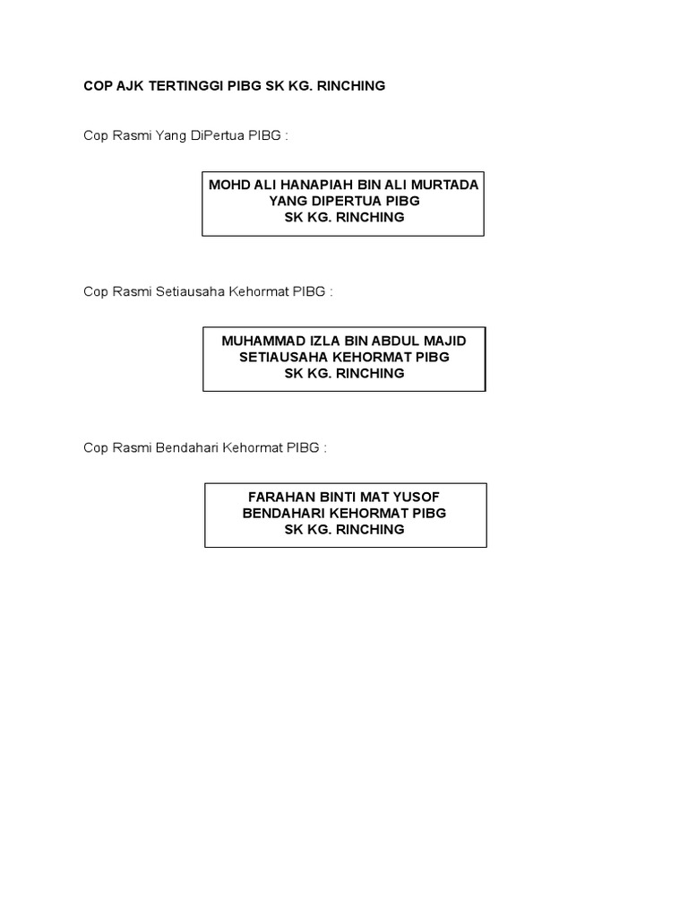 Cop Ajk Tertinggi Pibg SK KG | PDF