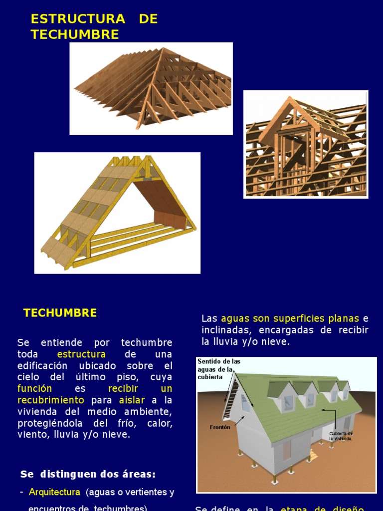 Estructura y partes de techumbres de madera | PDF | Braguero ...