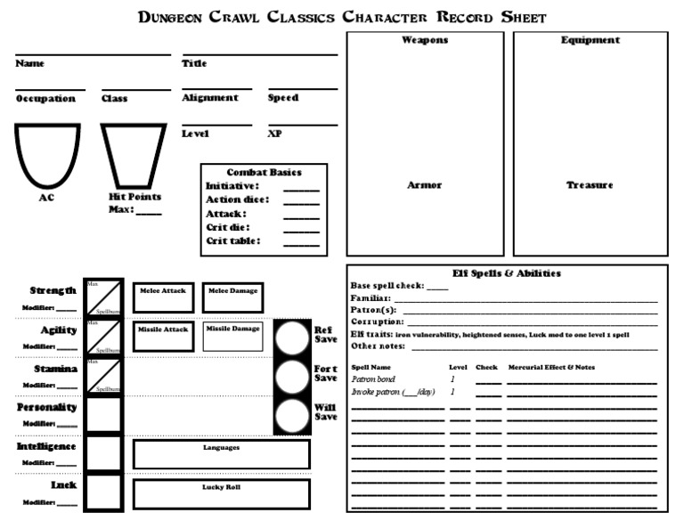 DCC Character Sheet | PDF