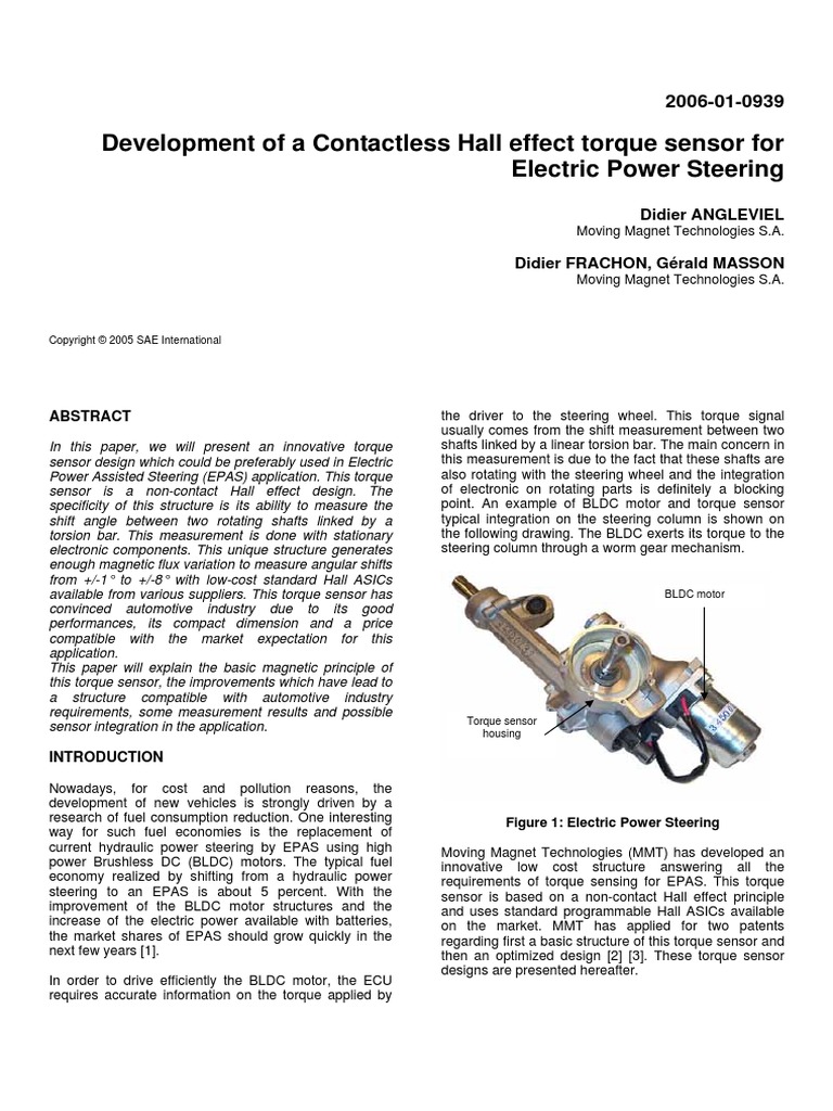 Contactless Hall Effect Torque Sensor For EPAS | PDF | Electromagnetism ...