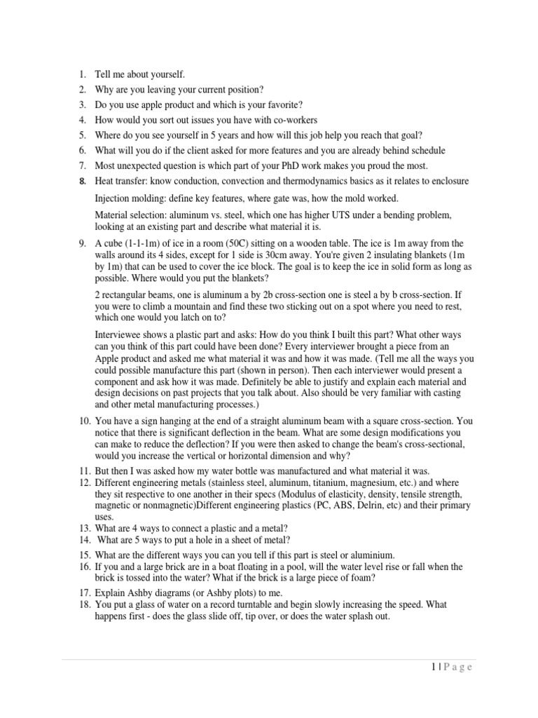 Interview Questions | PDF | Beam (Structure) | Metals