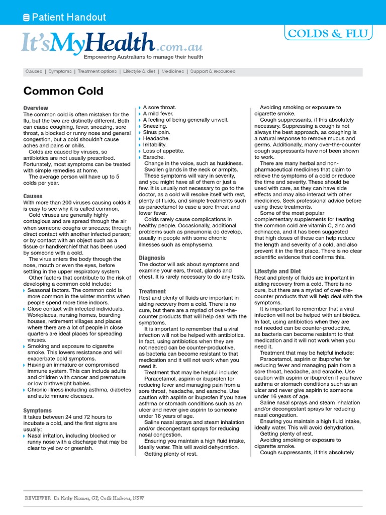 Common Cold Education | PDF | Common Cold | Epidemiology