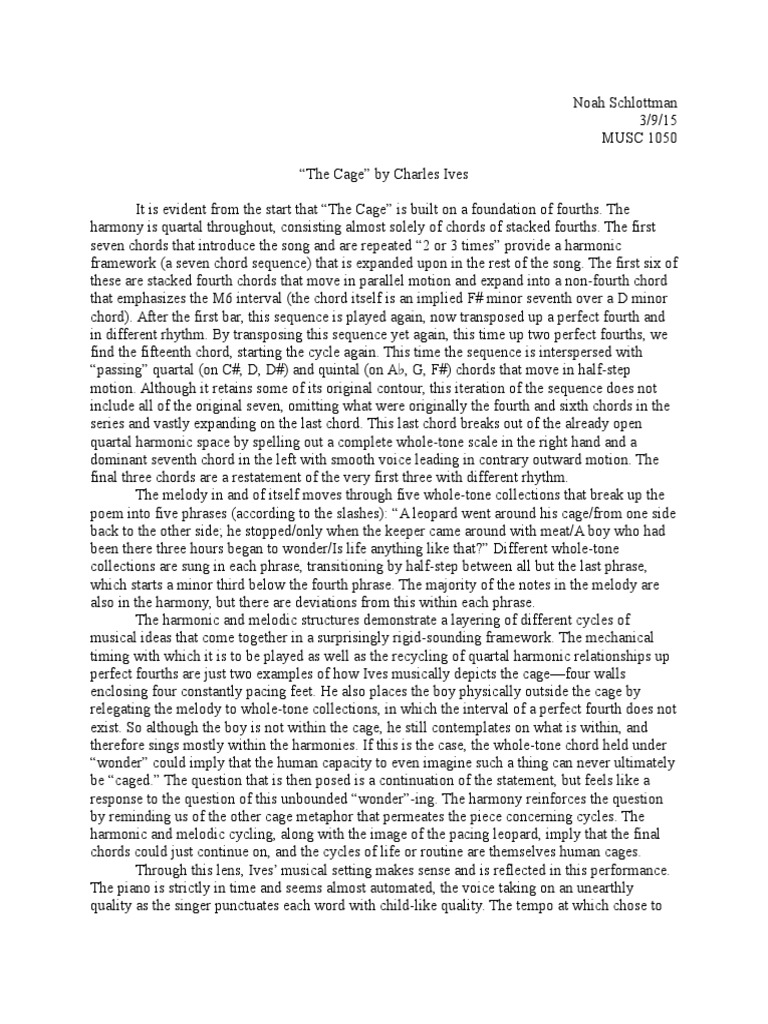 "The Cage" by Charles Ives | PDF | Harmony | Chord (Music)