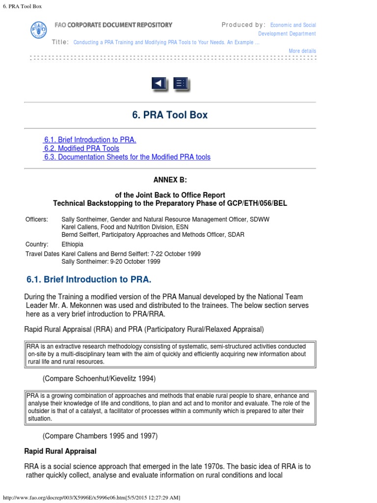 PRA Tool Box | PDF | Food Security | Foods