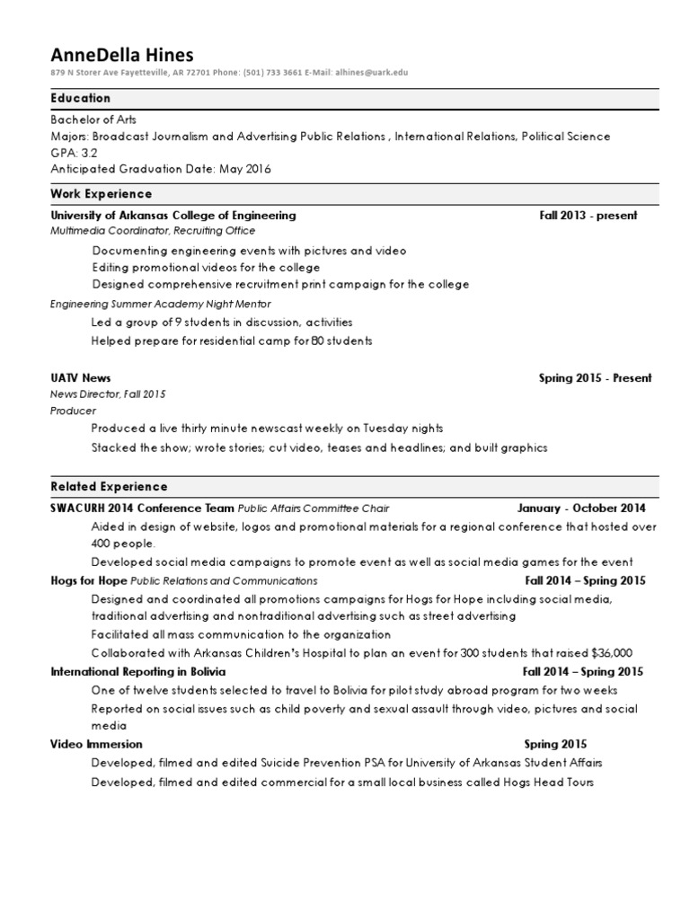 Annedella Hines Resume | PDF