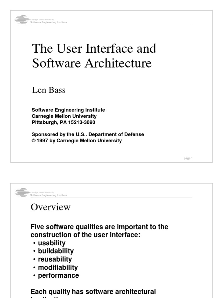 The User Interface and Software Architecture: Len Bass | PDF | Application Programming Interface ...