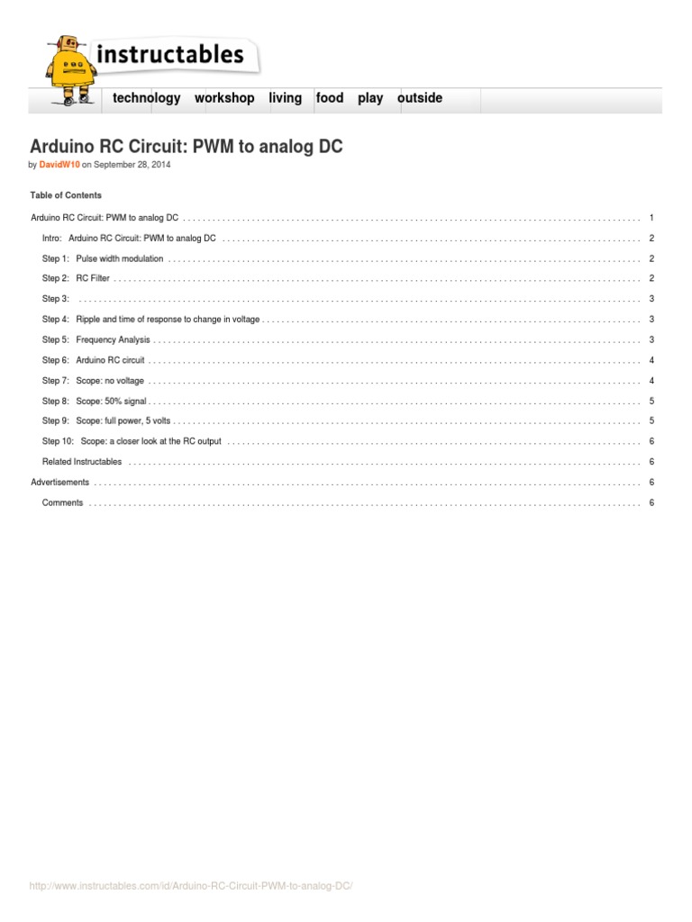 Arduino RC Circuit PWM To Analog DC | PDF | Electronic Filter | Capacitor